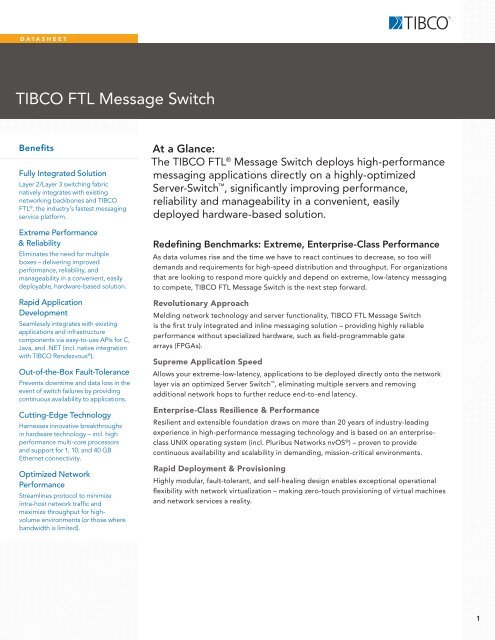 TIBCO FTL Message Switch