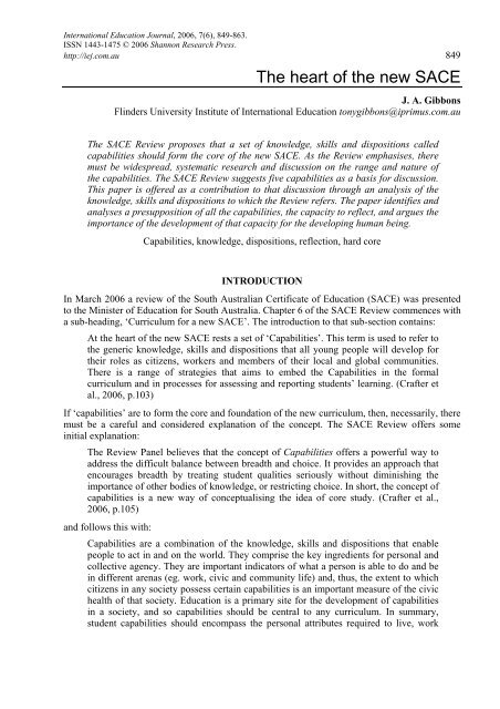 The heart of the new SACE - Web address changed - Flinders ...