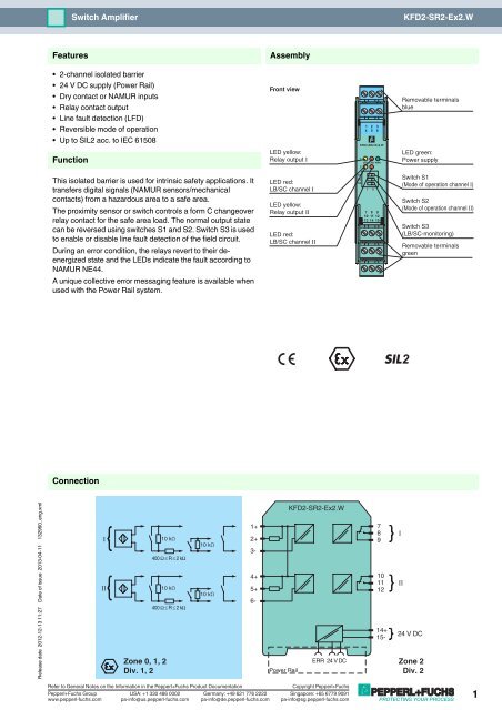KFD2-SR2-Ex2.W Switch Amplifier Connection ... - Pepperl+Fuchs