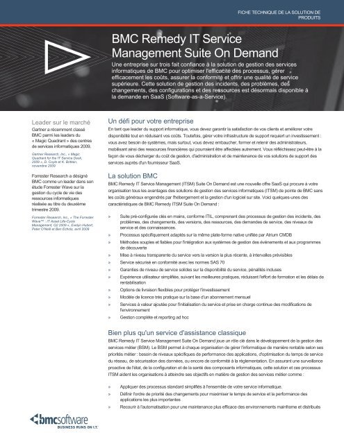 BMC Remedy IT Service Management Suite On ... - BMC Software