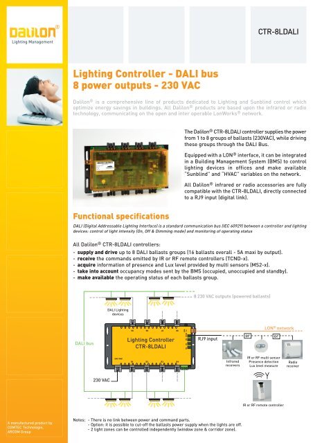 Lighting Controller - DALI bus 8 power outputs - 230 VAC