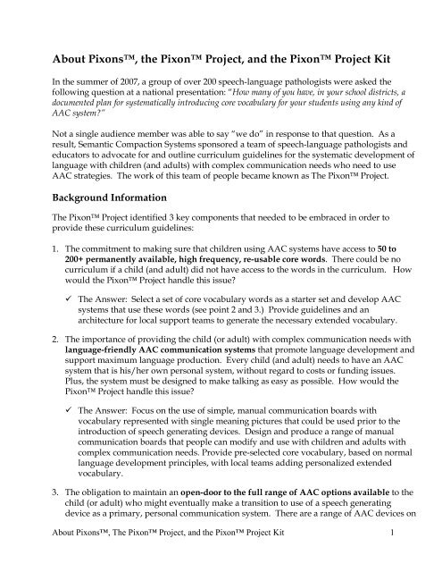 About Pixons™, the Pixon™ Project, and the Pixon ... - Minspeak