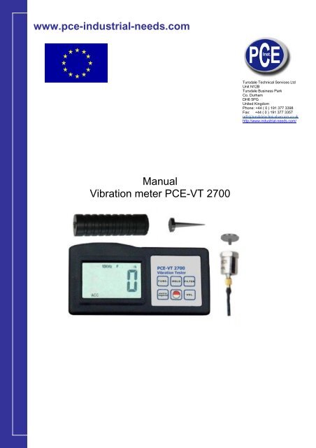 www.pce-industrial-needs.com Manual Vibration meter PCE-VT 2700