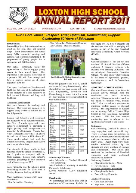 Parent Annual Report - Loxton High School