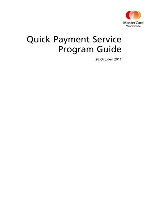 Quick Payment Service Program Guide - MasterCard