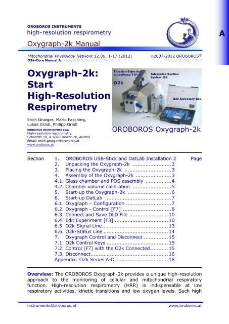 Oxygraph-2k: Start High-Resolution Respirometry - Oroboros