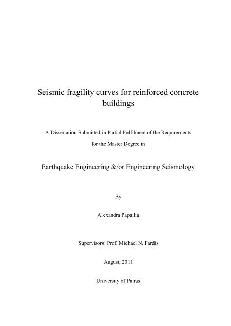 Seismic Fragility Curves For Reinforced Concrete Buildings Structures