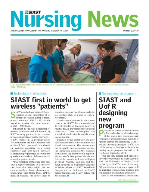 Nursing News - siast - Saskatchewan Institute of Applied Science ...
