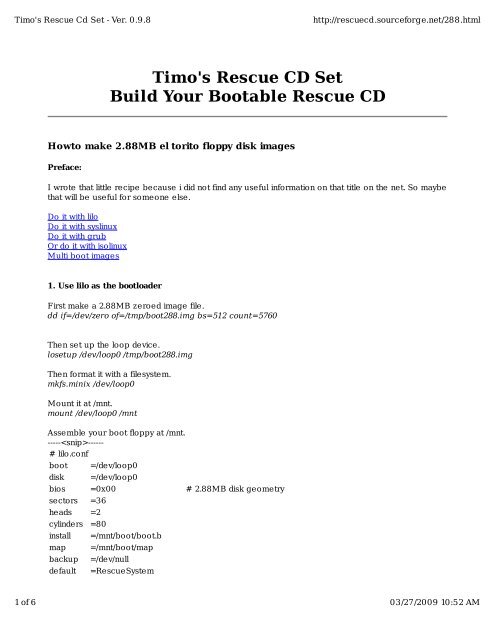 Timo's Rescue CD Set Build our Bootable Rescue CD - Owl River ...