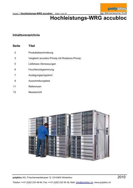 Hochleistungs-WRG accubloc - Polybloc AG