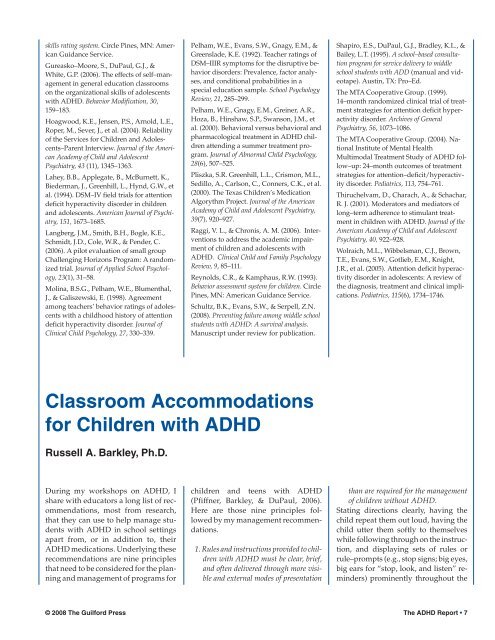 Classroom Accommodations for Children with ADHD - Dr. Russell A ...