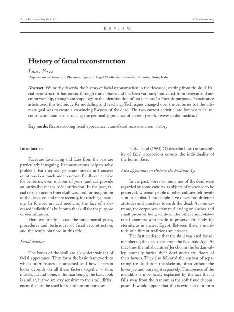History of facial reconstruction - Acta Bio Medica Atenei Parmensis