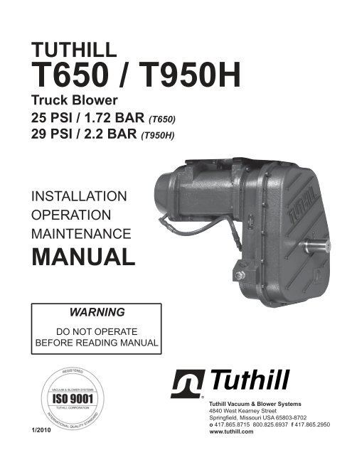 T650, T950H Manual 0110.indd - Tuthill Vacuum & Blower