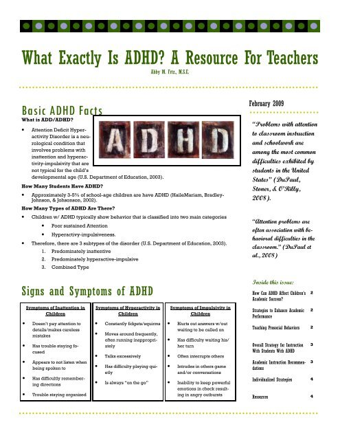 What Exactly Is ADHD? A Resource For Teachers - Wiki@UWW