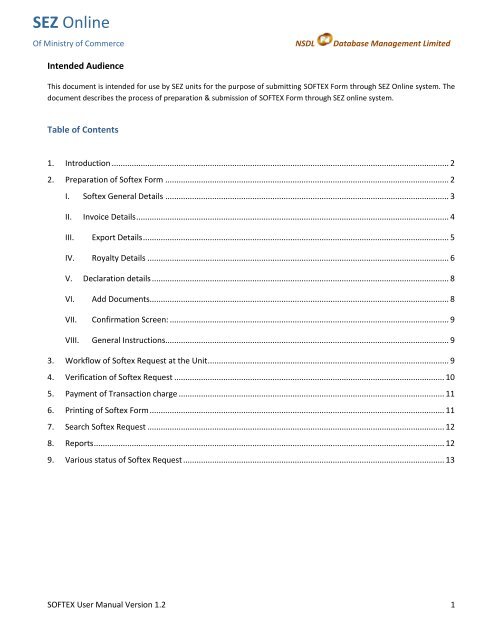 2. Preparation of Softex Form - SEZ Online
