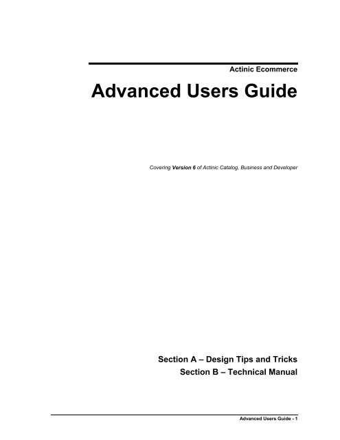 Advanced Users Guide - Actinic