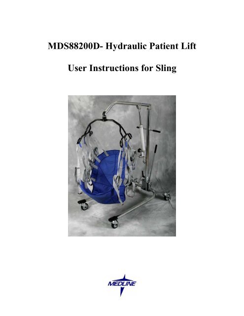 MDS88200D- Hydraulic Patient Lift User Instructions For Sling
