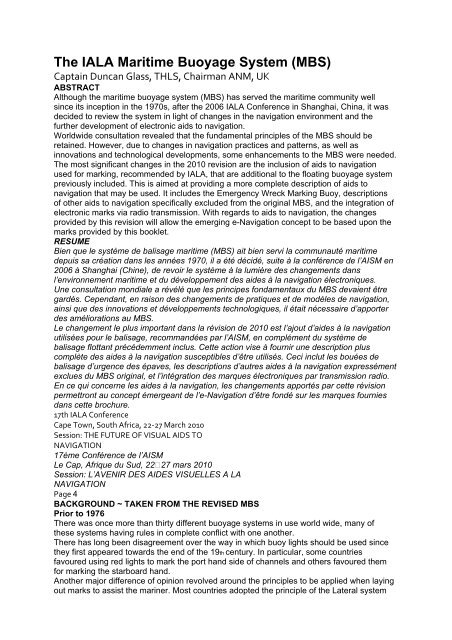 The IALA Maritime Buoyage System (MBS)