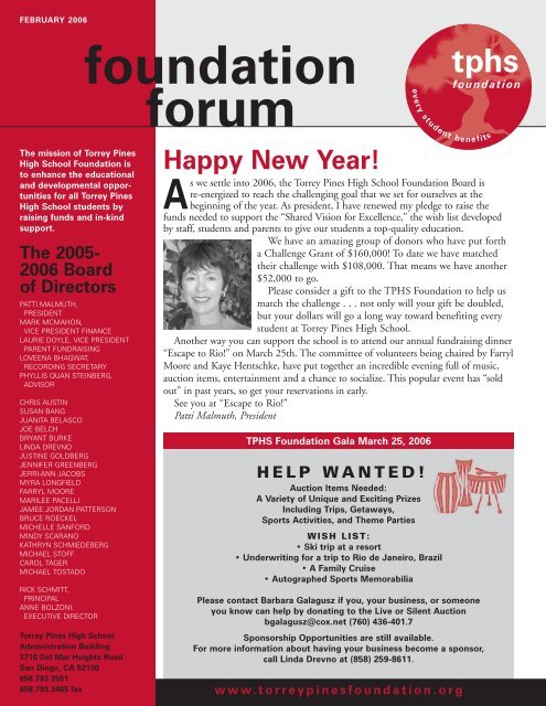 tphs newsletter FEB FINAL - Torrey Pines High School Foundation