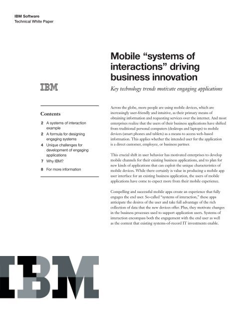 Mobile “systems of interactions” driving business innovation