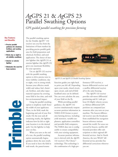 AgGPS 21 & AgGPS 23 Parallel Swathing Options - Trimble