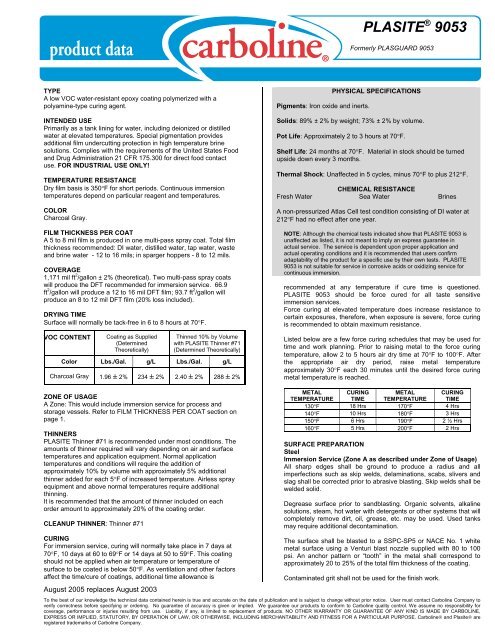 PLASITE® 9053 - Carboline