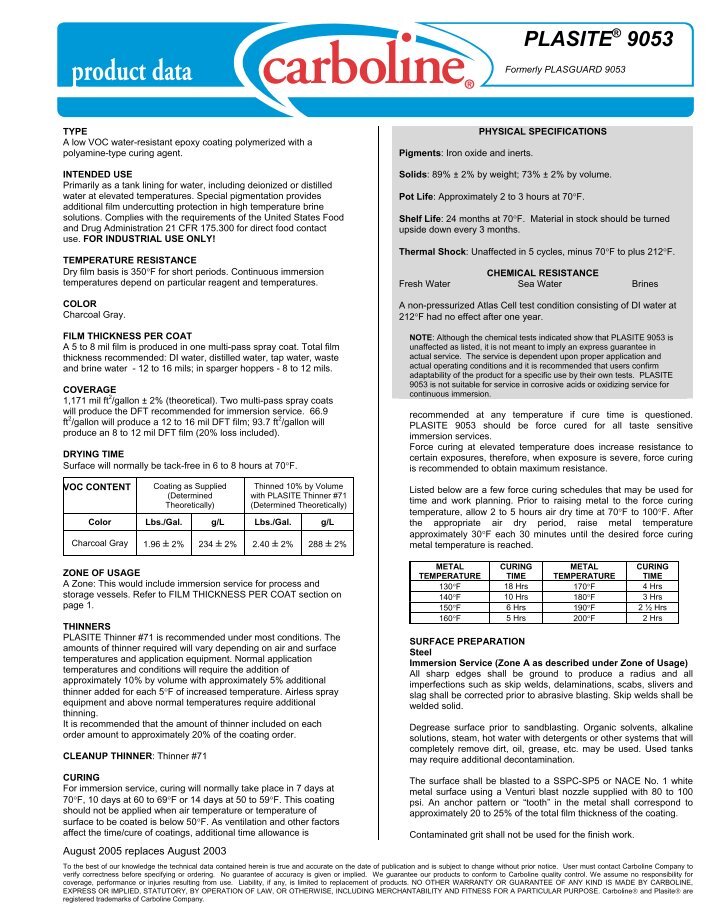 PLASITE 9145 TFE - Carboline