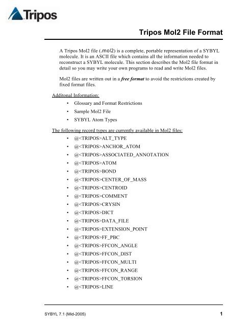 Tripos Mol2 File Format