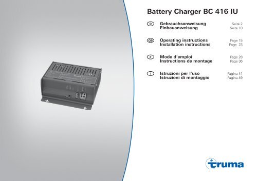 Battery Charger BC 416 IU - Truma Gerätetechnik GmbH & Co. KG