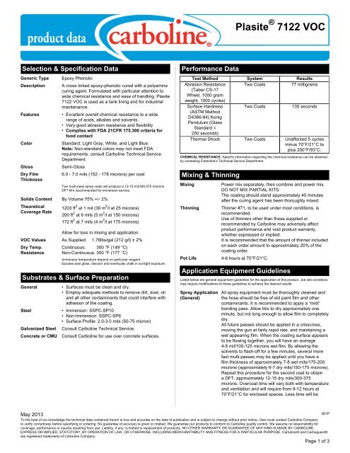 Plasite 7122 VOC PDS - Carboline