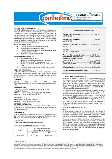 Plasite 4550 S - Stoncor South Cone S.A.