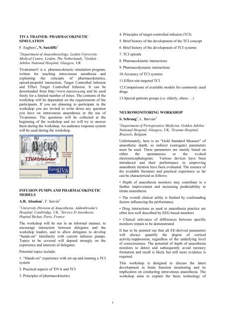 TIVA TRAINER: PHARMACOKINETIC SIMULATION F. Engbers1, N ...