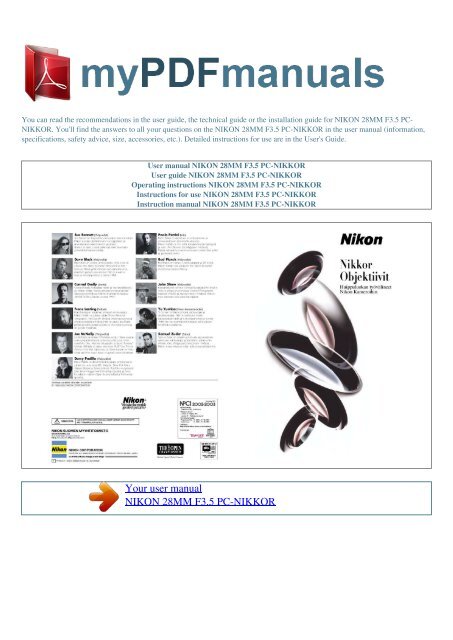 User manual NIKON 28MM F3.5 PC-NIKKOR - MY PDF MANUALS