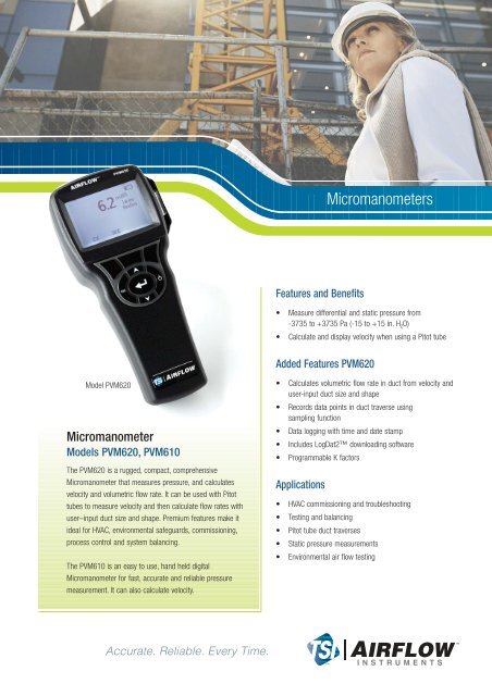 Airflow Micromanometer PVM620 PVM610 - TSI
