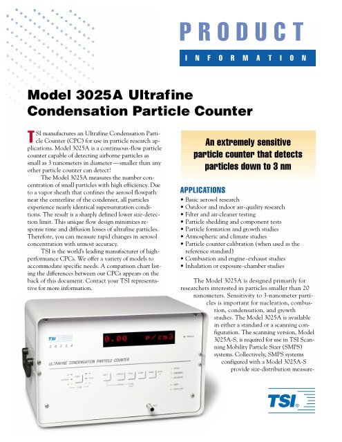 MODEL 3025A Ultrafine Condensation Particle Counter - FAAM