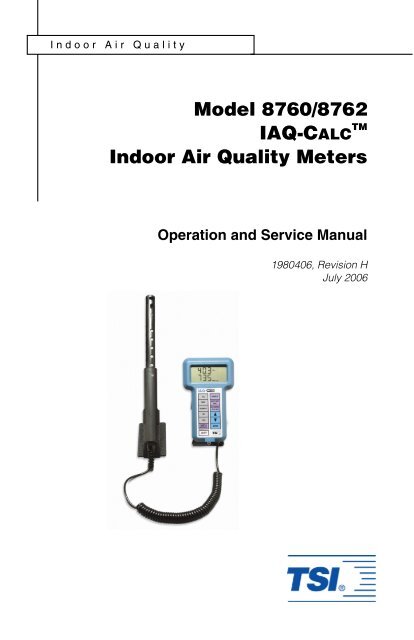 Model 8760/8762 IAQ-Calc Manual - TSI