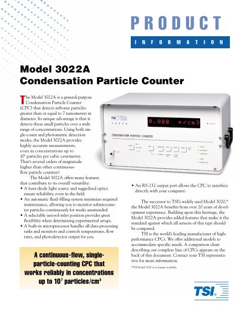 MODEL 3022A Condensation Particle Counter - TSI