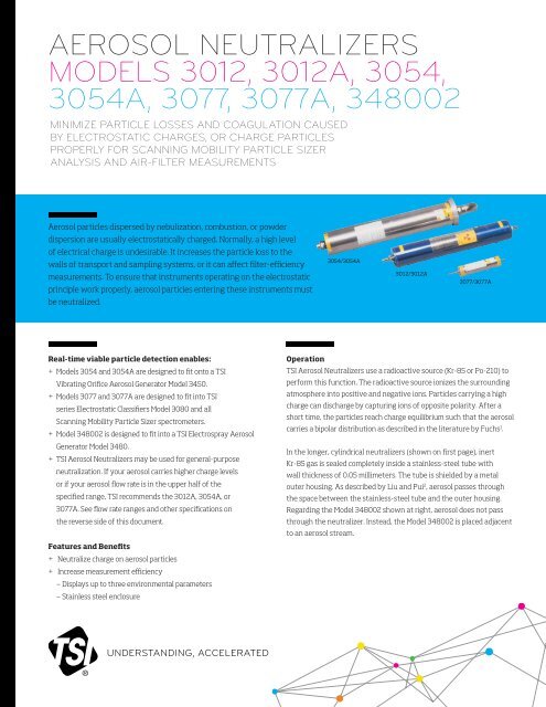 Aerosol Neutralizers Models 3012, 3012A, 3054, 3054A, 3077 - Tsi