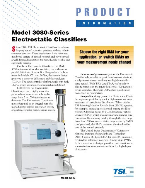 Model 3080-Series Electrostatic Classifiers