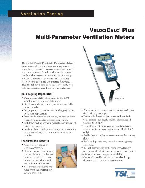 VELOCICALC® Plus Multi-Parameter Ventilation Meters - TSI