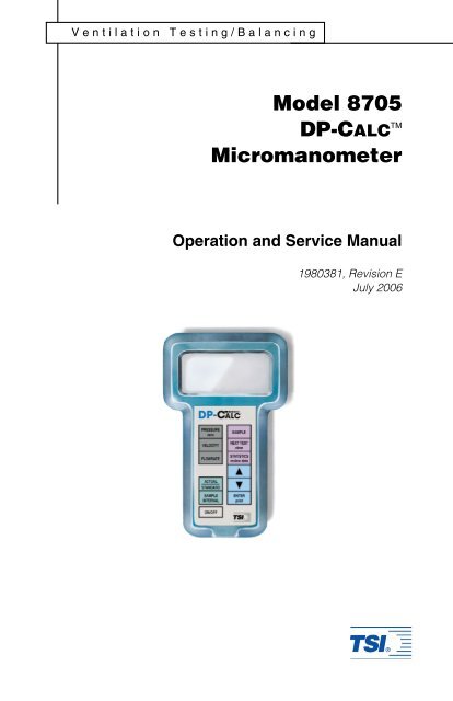 Model 8705 DP-Calc Manual - TSI