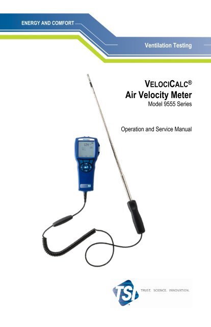 VelociCalc Air Velocity Meter Model 9555 operation and ... - TSI