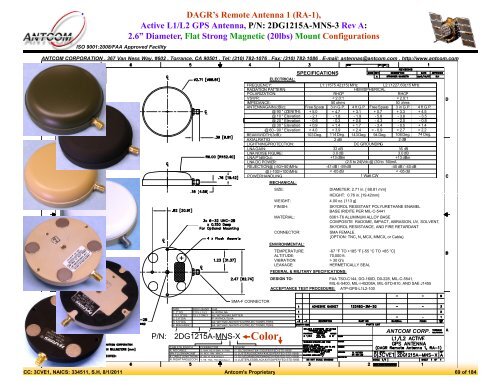 Antcom L1L2 GPS DAGR Antennas
