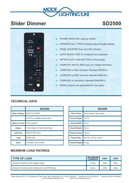 Slider Dimmer SD2500 - Mode Lighting
