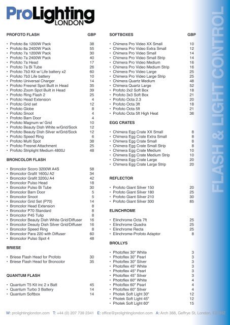 SINGLE PAGE PROLIGHTING PRICE LIST 4 - ProLighting London