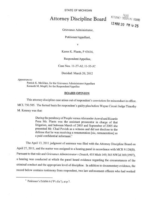 PLANTS, Karen K. - Attorney Discipline Board