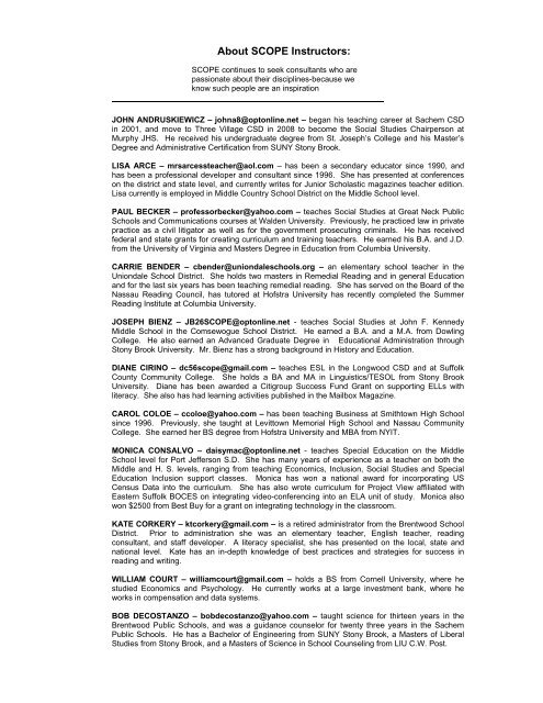 About SCOPE Instructors: - SCOPE Education Services