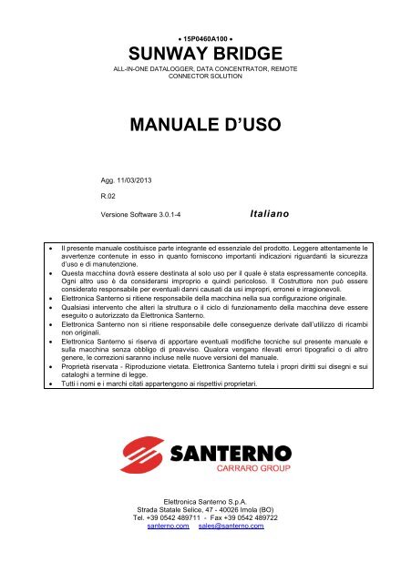 SUNWAY BRIDGE MANUALE D'USO - Santerno