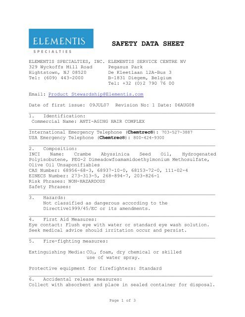 MSDS - Essential Ingredients, Inc