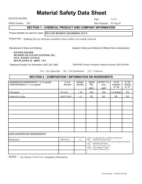 Material Safety Data Sheet - Techni-Tool